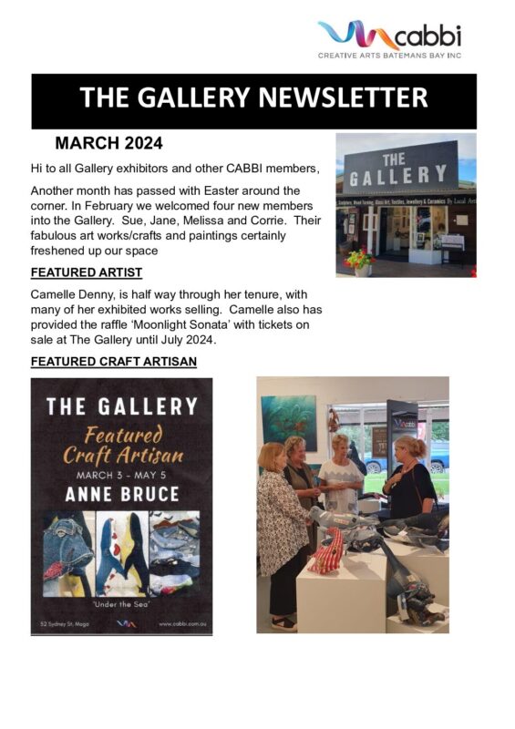 Gallery Newsletter - Creative Arts Batemans Bay